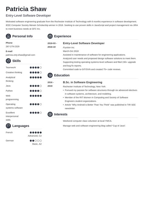 Entry Level Software Engineer Resume Sample And Guide