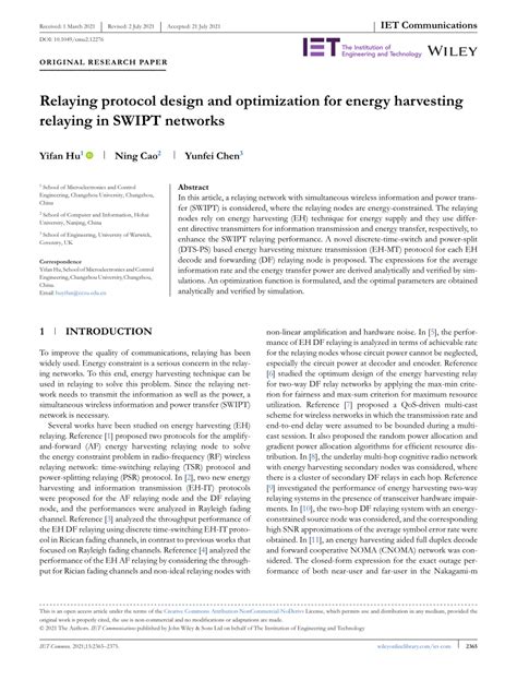 Pdf Relaying Protocol Design And Optimization For Energy Harvesting Relaying In Swipt Networks