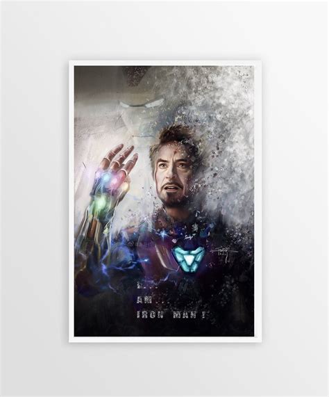 Avengers End Game Iron Man Poster Canvas Movie Poster Unframe Etsy