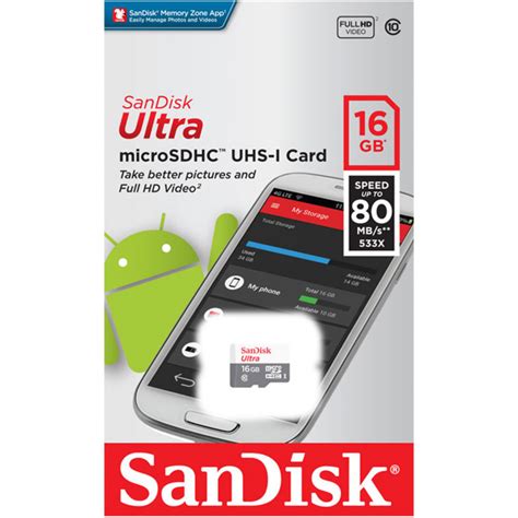 Карта памет San Disk Msd Ultra16gb 80mb с адаптер
