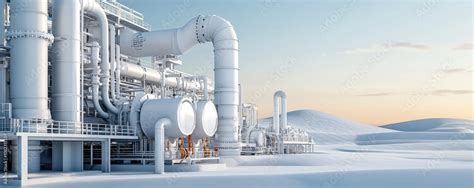Rendering Geothermal Power Plant Arctic Landscape 3d Visualization