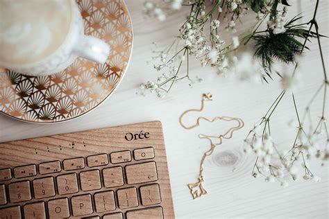 1366x768px Free Download Hd Wallpaper Wooden Keyboard And Cup Of