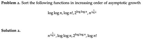 Solved Problem 2 Sort The Following Functions In Increasing
