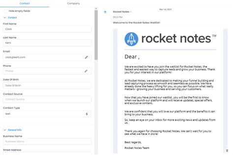 Rocket Notes Crm