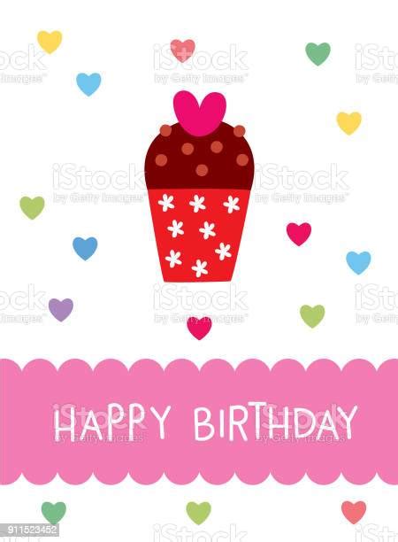 컵 케 익 생일 카드 벡터입니다 머핀 생일 축 하 카드 벡터입니다 컵 케 잌은 인사말 카드 머핀 인사말 카드입니다 달콤한 음식에 대한 스톡 벡터 아트 및 기타 이미지