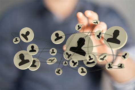 흐릿한 배경에 팀 연결 및 소셜 네트워크 기호의 3d 렌더링 3차원 형태에 대한 스톡 사진 및 기타 이미지 3차원 형태 가상현실 개념 Istock