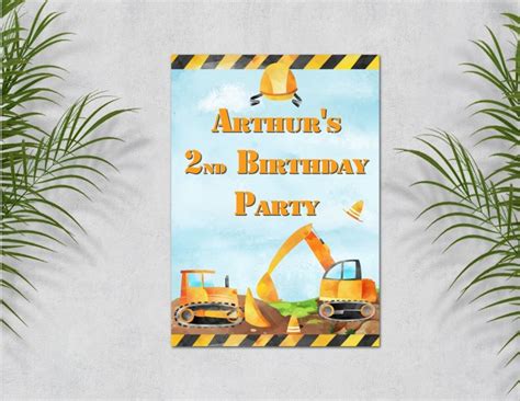 Personalised Construction Building Site Birthday Party Sign Custom
