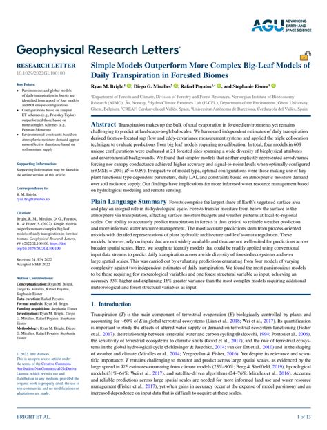 Pdf Simple Models Outperform More Complex Big‐leaf Models Of Daily