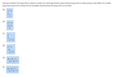 Solved Indicate Whether The Argument Is Valid Or Invalid
