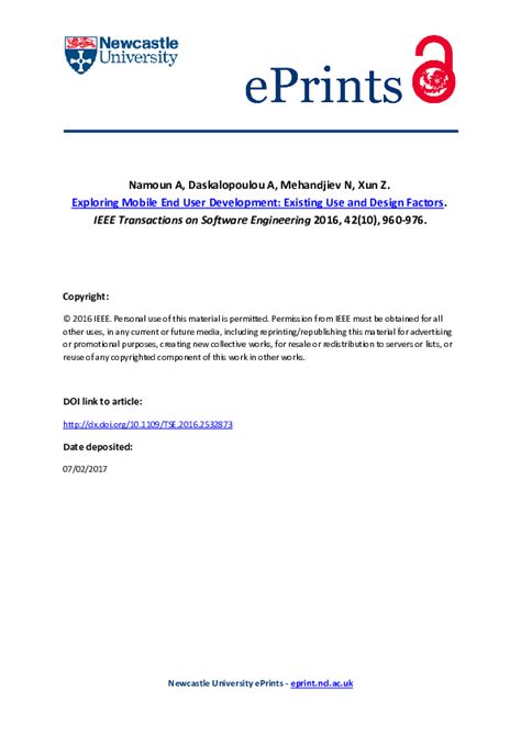 Pdf Exploring Mobile End User Development Existing Use And Design Factors