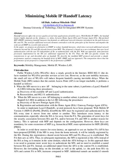 Pdf Minimizing Mobile Ip Handoff Latency