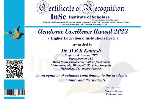 Dr B K Kamesh Duvvuri On Linkedin I Received An Award From Iisc