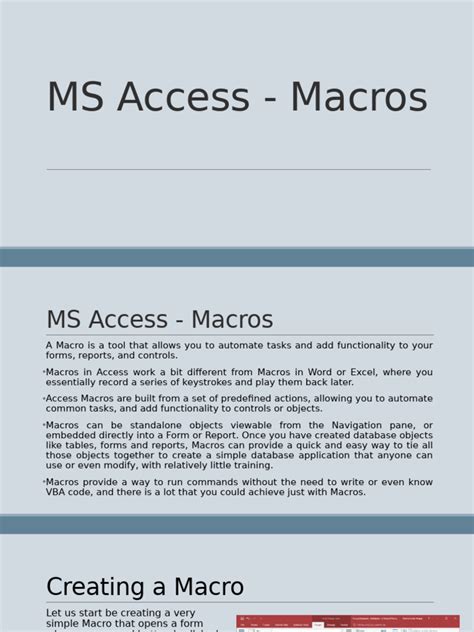 Ms Access Macros Pdf Microsoft Access Software Engineering