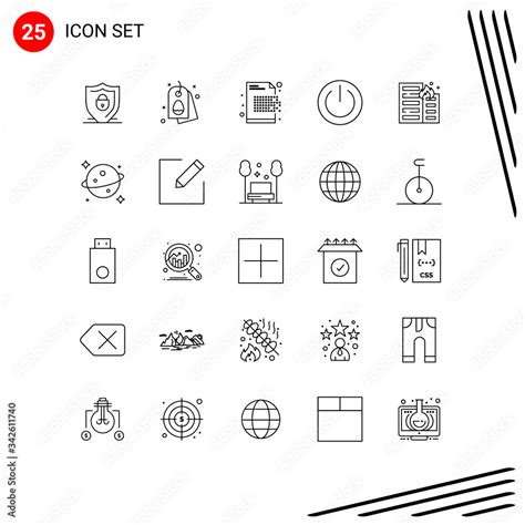 Mobile Interface Line Set Of 25 Pictograms Of Ui On Cryptography Off