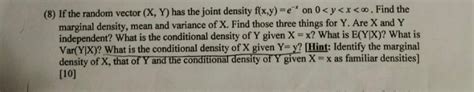 solved if the random vector x y has the joint density