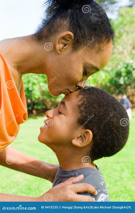 Mother Kiss Stock Image Image Of Happy Black Female