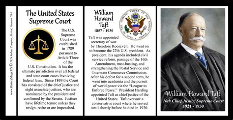 1921 1930 10th Chief Justice Of The Supreme Court William H Taft