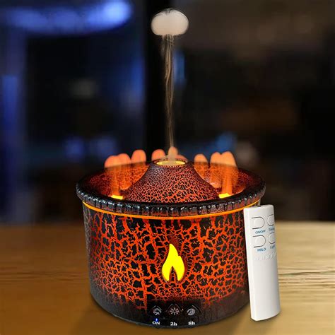 Essential Oil Diffuser Aromatherapy Diffuser 300ml Volcano Humidifier With Flame And Volcano Mist