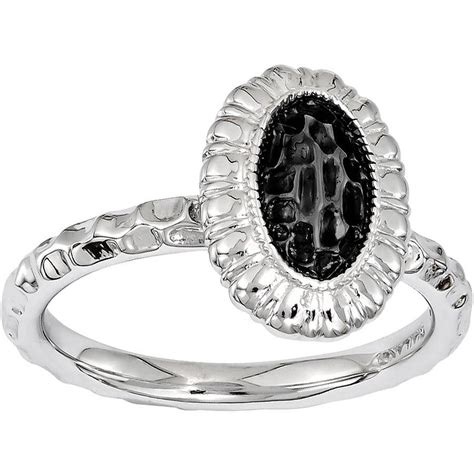 Stackable Expressions Sterling Silver Ruthenium Plated Oval Ring