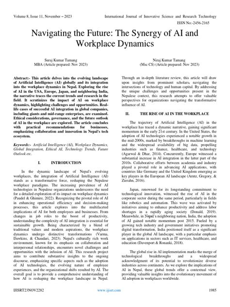 Navigating The Future The Synergy Of Ai And Workplace Dynamics Pdf Artificial Intelligence