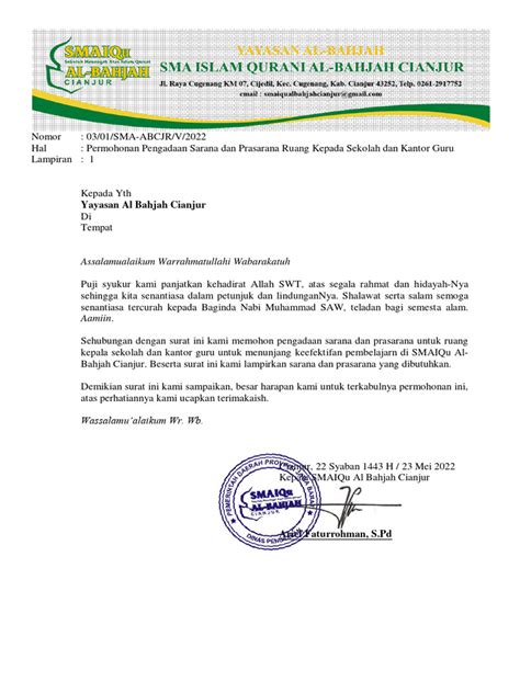 01 Surat Permohonan Sarpras Pdf