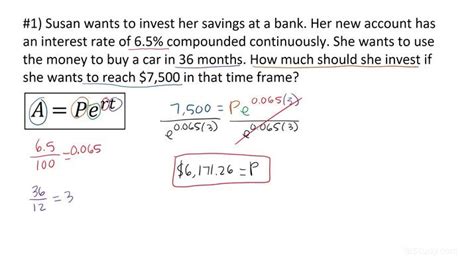 How To Find The Initial Amount In A Word Problem On Continuous Compound