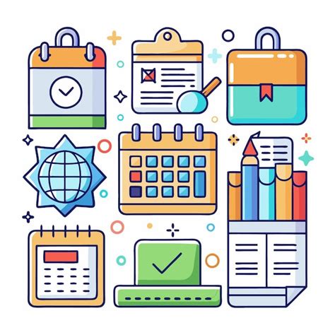Colorful Icons For Planning Organization And Scheduling Premium Ai Generated Vector