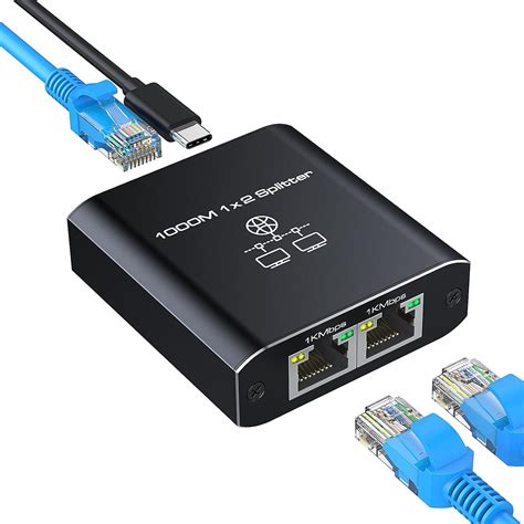 Hrsdeie Ethernet Splitter 1 To 2 High Speed 1000mbps