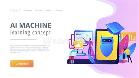 Chatbot Self Learningconcept Landing Page Stock Vector Illustration