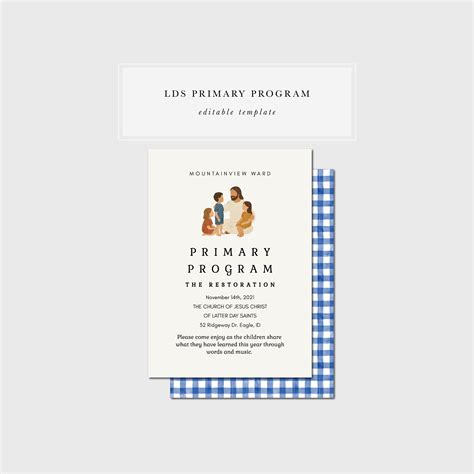 Primary Program Invitation Lds Primary Presentation Editable