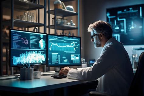 Premium Ai Image Biotechnology Scientist Analyzing Data