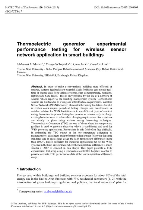 Pdf Thermoelectric Generator Experimental Performance Testing For Wireless Sensor Network