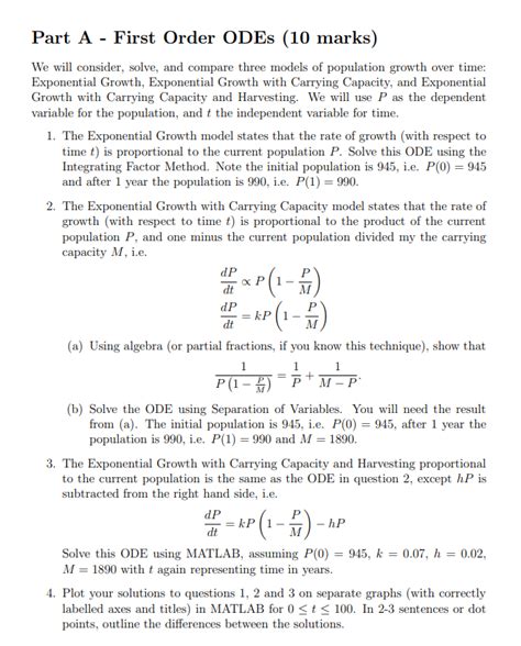 Solved Part A First Order ODEs Marks We Will Chegg