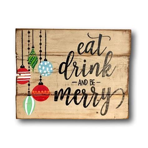 Eat Drink And Be Merry Sign Christmas Decoration Rustic Christmas