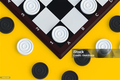 노란색 배경에 초안 보드 게임 초보자 교육 국제 선수권 대회 가족과 함께하는 오락 평면도 3d 렌더링 체커에 대한 스톡 사진 및 기타 이미지 Istock