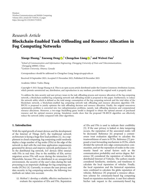 Pdf Blockchain Enabled Task Offloading And Resource Allocation In Fog