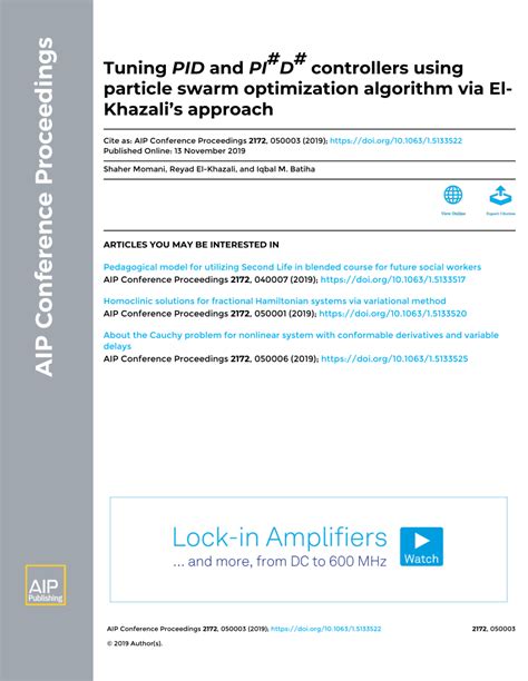 pdf tuning pid and piλdδ controllers using particle swarm