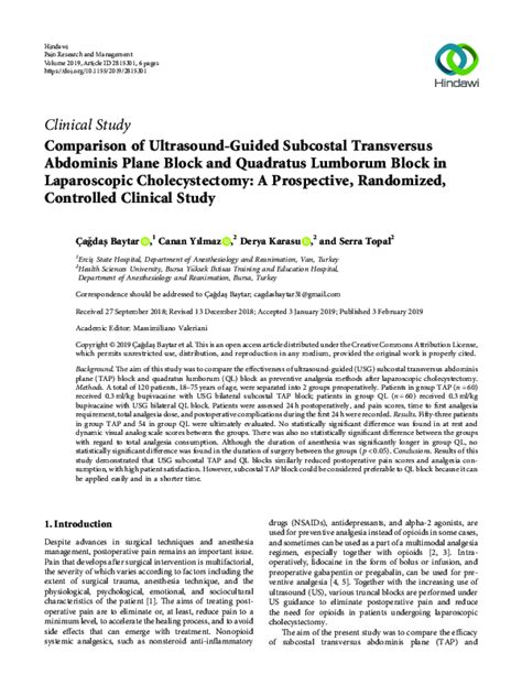 Pdf Comparison Of Ultrasound Guided Subcostal Transversus Abdominis Plane Block And Quadratus
