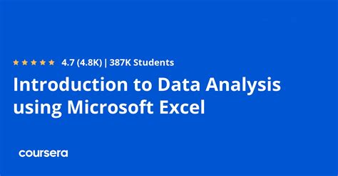 Introduction To Data Analysis Using Microsoft Excel Short Course