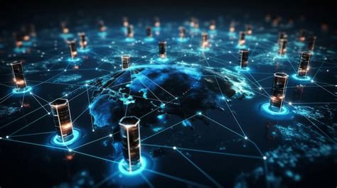 Premium AI Image Global Network Concept Networking Lines Crossing Continents Linking Computing