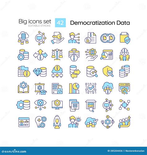 Thin Line Icon Set For Data Democratization Stock Illustration Illustration Of Creative