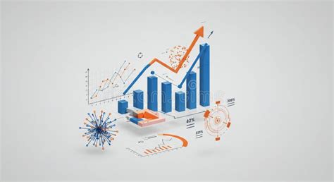 Data Visualization Featuring Blue And Orange 3d Bar Graphs Dynamic Line Graphs And Stock