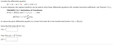 Solved Consider The Differential Equation 2y Ty 2y 18