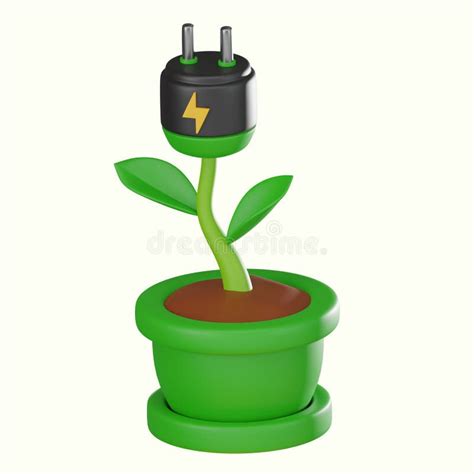 3d Render Electric Plugin With Leaf Icon Illustration Stock Illustration Illustration Of