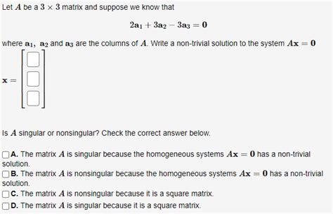 Solved Let A Be A Matrix And Suppose We Know That Chegg Com