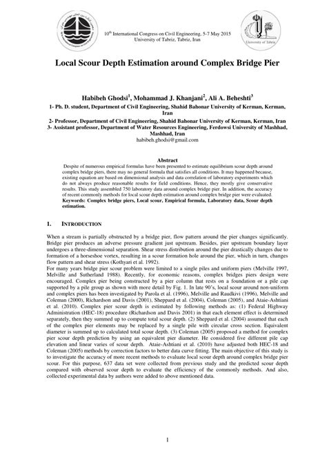 Pdf Local Scour Depth Estimation Around Complex Bridge Pier