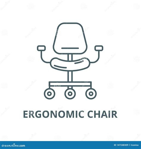 Ergonomic Chair Vector Line Icon Linear Concept Outline Sign Symbol Stock Vector
