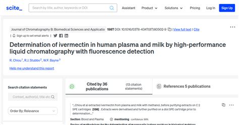 Determination Of Ivermectin In Human Plasma And Milk By High Performance Liquid Chromatography