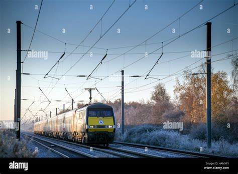 Class 91110 Races North On A Frosty Morning At Conington