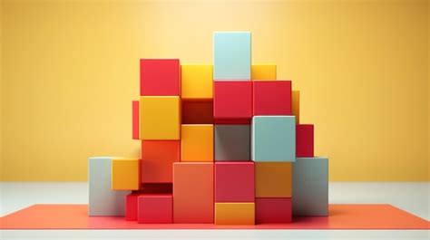 Premium Ai Image Abstract 3d Rendering Of Geometric Shapes Composition With Squares Generative Ai